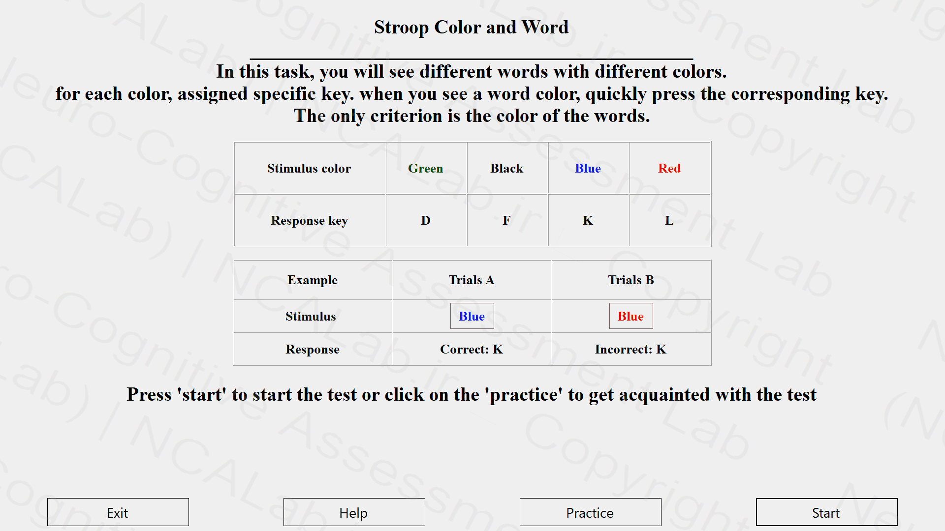 نرم افزار تست استروپ Stroop test